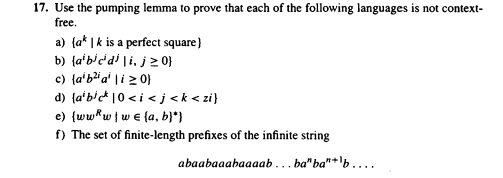 Solved 17. Use the pumping lemma to prove that each of the | Chegg.com