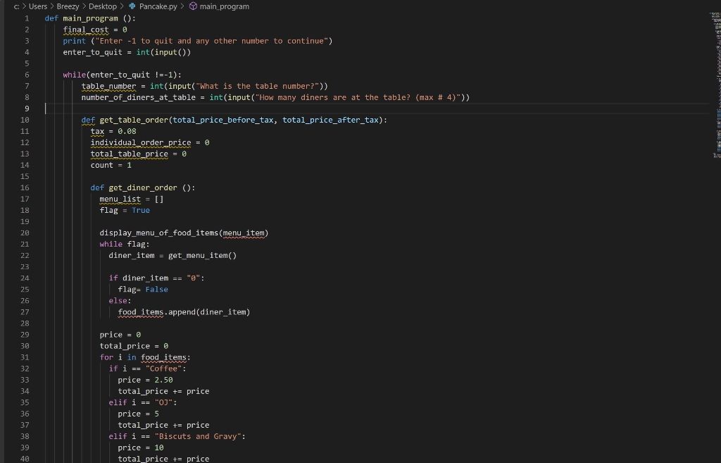 Solved N c) Users Breezy > Desktop > Pancake.py > main | Chegg.com