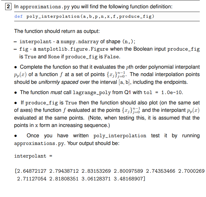 Solved def poly_interpolation (a,b, p, n, x,f, produce_fig) | Chegg.com