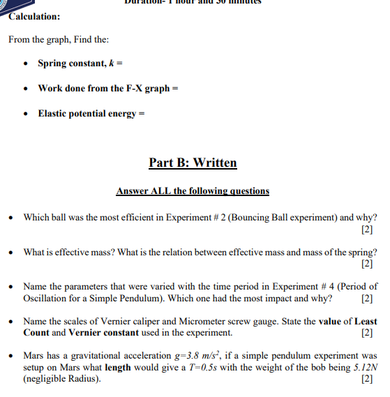 Part A: Experiment Instructions: Determine the spring | Chegg.com