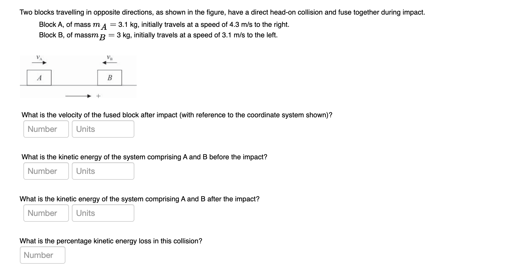 Solved Two blocks travelling in opposite directions, as | Chegg.com