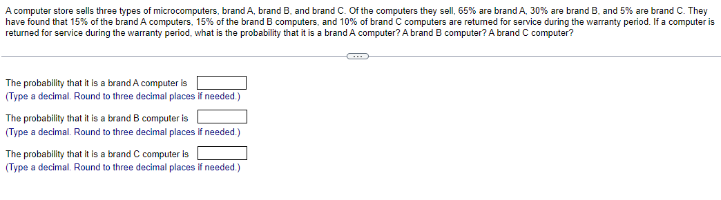 Solved A computer store sells three types of microcomputers, | Chegg.com