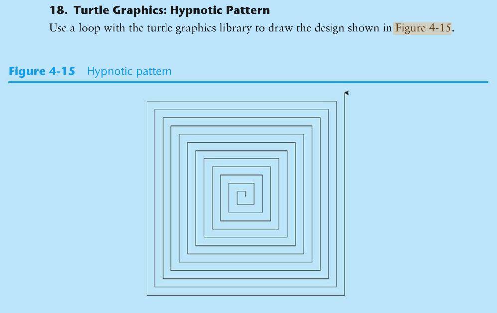 Solved 18. Turtle Graphics: Hypnotic Pattern Use a loop with | Chegg.com