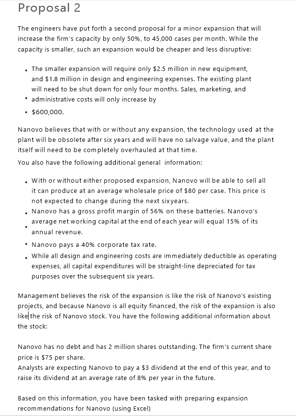 Answer 4 questions based off of 2 proposals using | Chegg.com