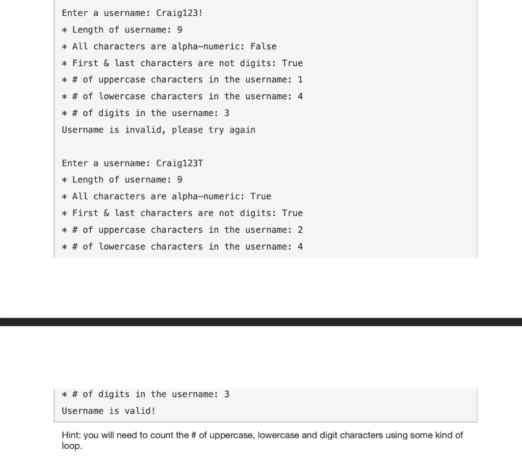 Solved IN PYTHON You have been asked to write a username | Chegg.com