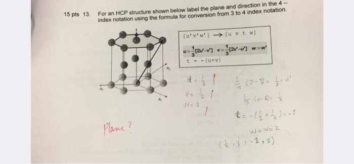 Solved For an HCP structure shown below label the plane and | Chegg.com