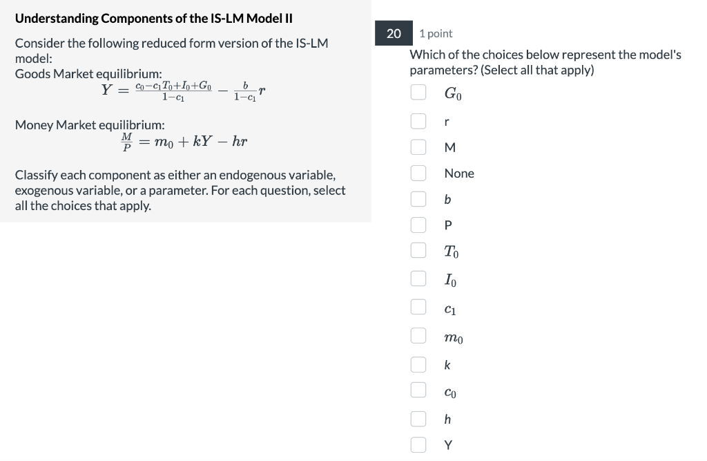 Solved Understanding components of the IS-LM | Chegg.com