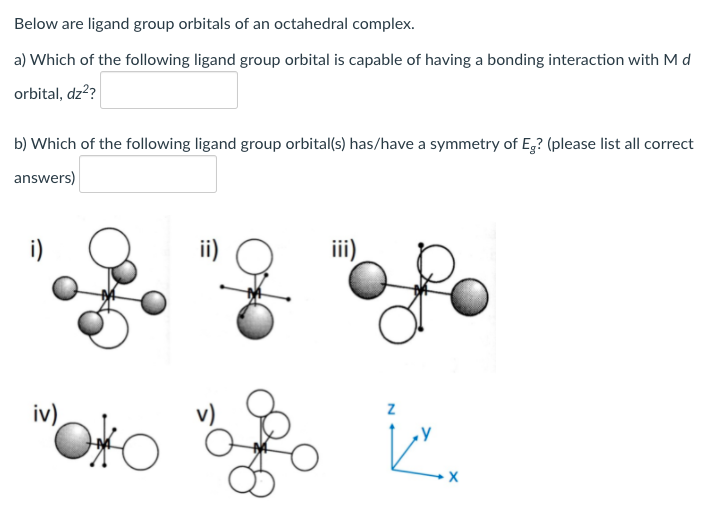 Solved Below are ligand group orbitals of an octahedral | Chegg.com