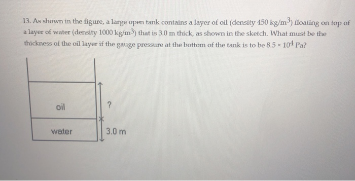 Solved 13. As shown in the figure, a large open tank | Chegg.com