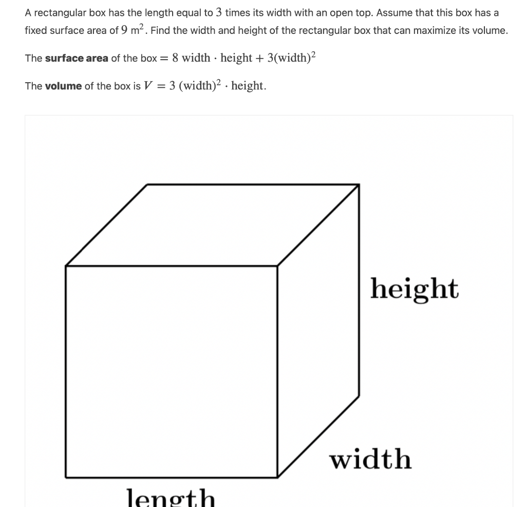 Solved A rectangular box has the length equal to 3 times its | Chegg.com