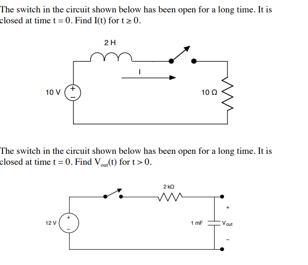 Solved The switch in the circuit shown below has been open | Chegg.com