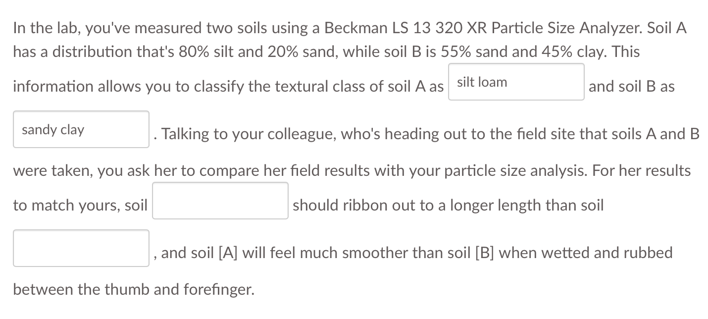 Solved In the lab, you've measured two soils using a Beckman | Chegg.com