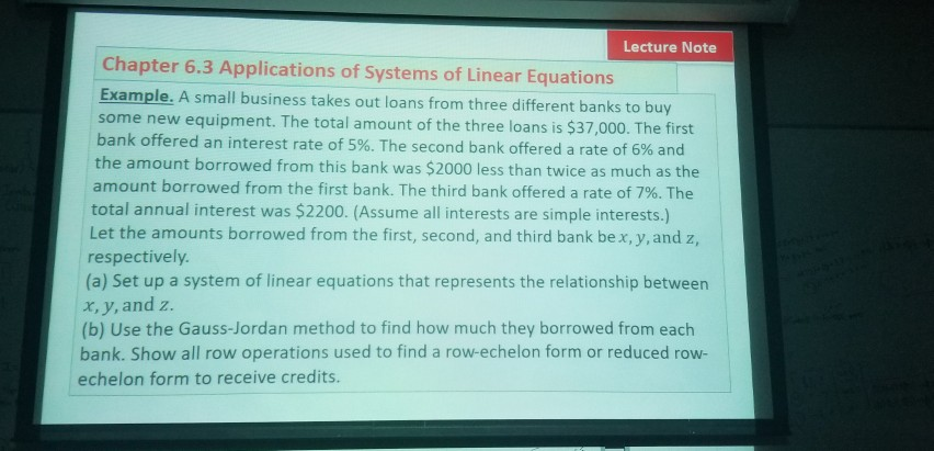 Solved Lecture Note Chapter 6.3 Applications of Systems of | Chegg.com
