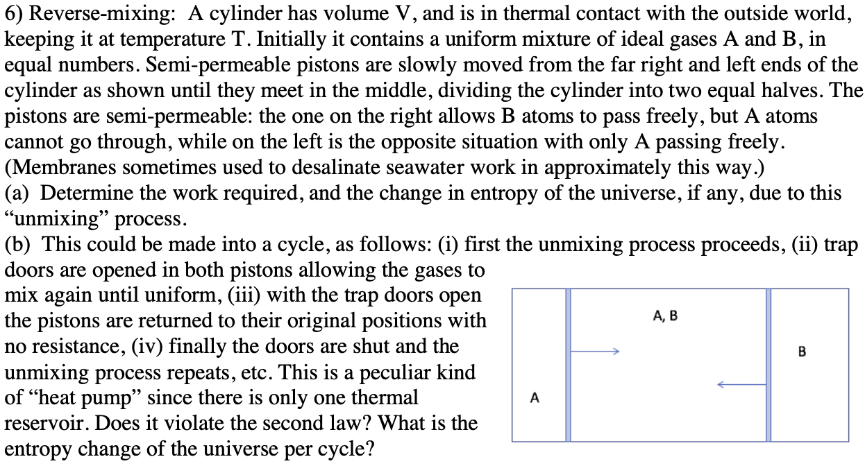 6) Reverse-mixing: A cylinder has volume V, and is in | Chegg.com