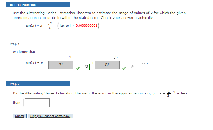 Solved Tutorial Exercise Use the Alternating Series | Chegg.com