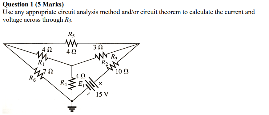 Solved Question 1 (5 ﻿Marks)Use any appropriate circuit | Chegg.com