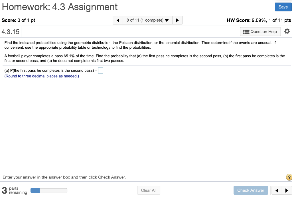Solved Homework: 4.3 Assignment Save Score: 0 of 1 pt 5 of | Chegg.com