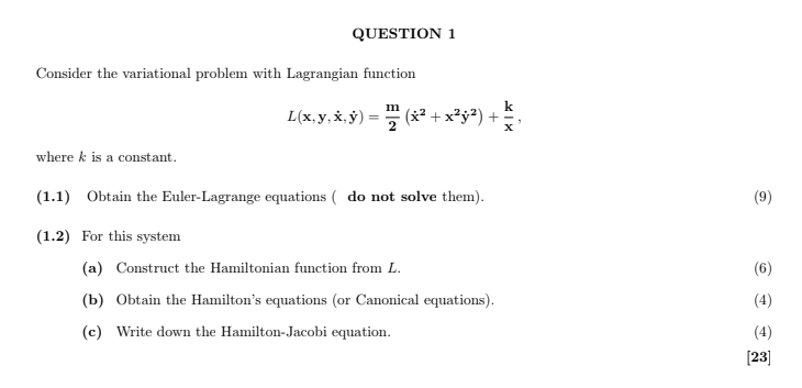 Solved QUESTION 1 Consider the variational problem with | Chegg.com