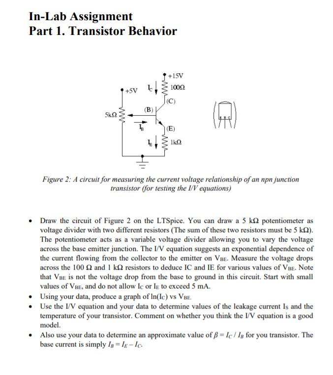 Solved In-Lab Assignment Part 1. Transistor Behavior +15V | Chegg.com