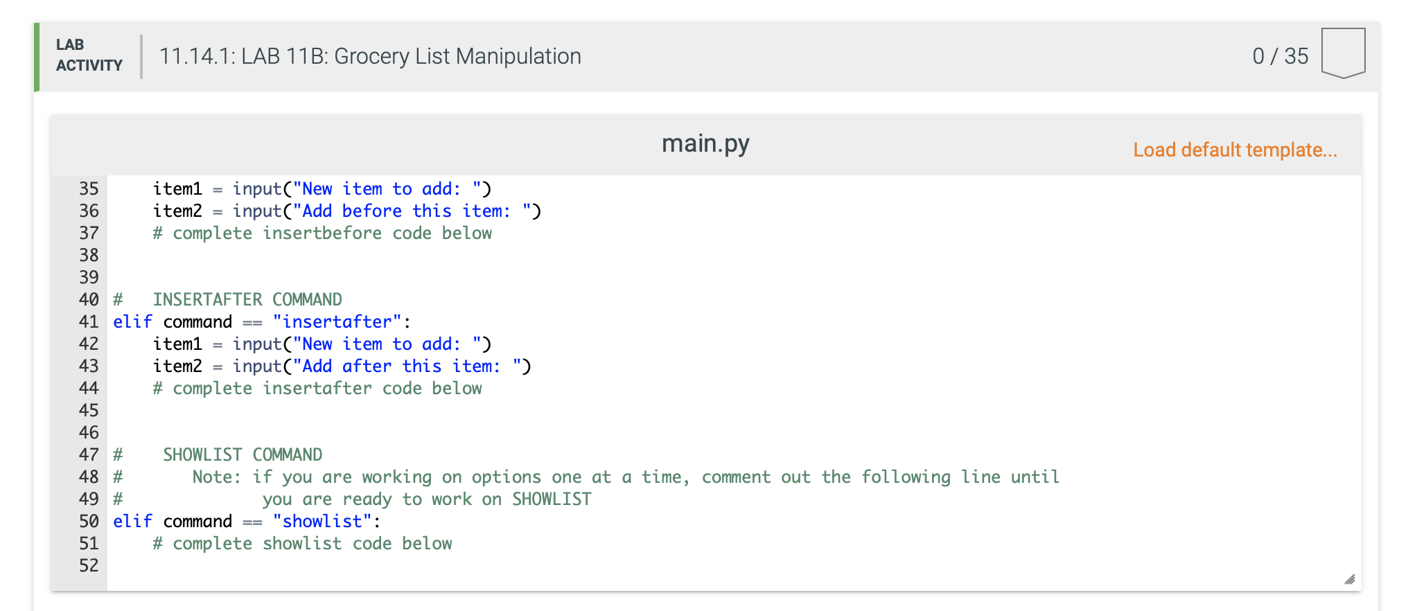 Solved LAB ACTIVITY 11.14.1: LAB 11B: Grocery List | Chegg.com