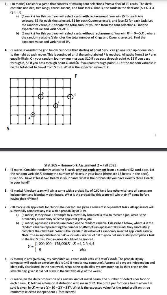 3. (10 marks) Consider a game that consists of making | Chegg.com