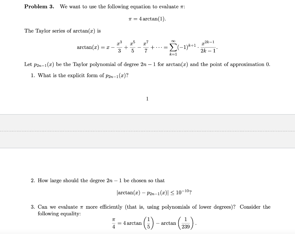 Solved Problem 3. We want to use the following equation to | Chegg.com
