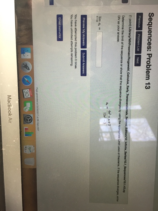 Solved Sequences: Problem 10 Previous Problem Next (1 point | Chegg.com