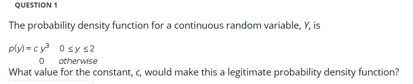 Solved QUESTION 1 The probability density function for a | Chegg.com