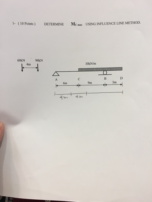 Solved DETERMINE M_c max USING INFLUENCE LINE METHOD. | Chegg.com Solved DETERMINE M_c max USING INFLUENCE LINE METHOD. | Chegg.com