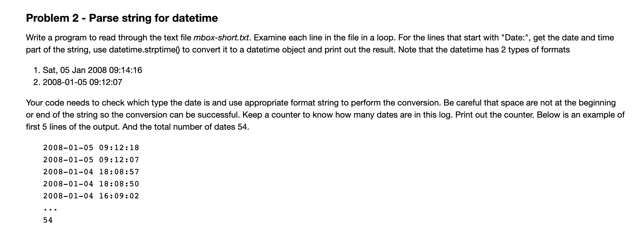 Solved Problem 2 Parse String For Datetime Write A Program Chegg