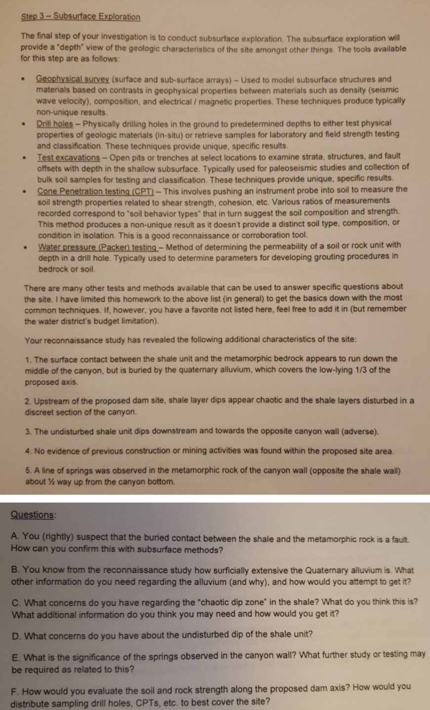 Step 3 - Subsurface Exploration The final step of | Chegg.com