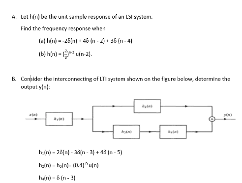 Solved A. Let h(n) be the unit sample response of an LSI | Chegg.com