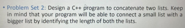 Solved • Problem Set 2: Design a C++ program to concatenate | Chegg.com
