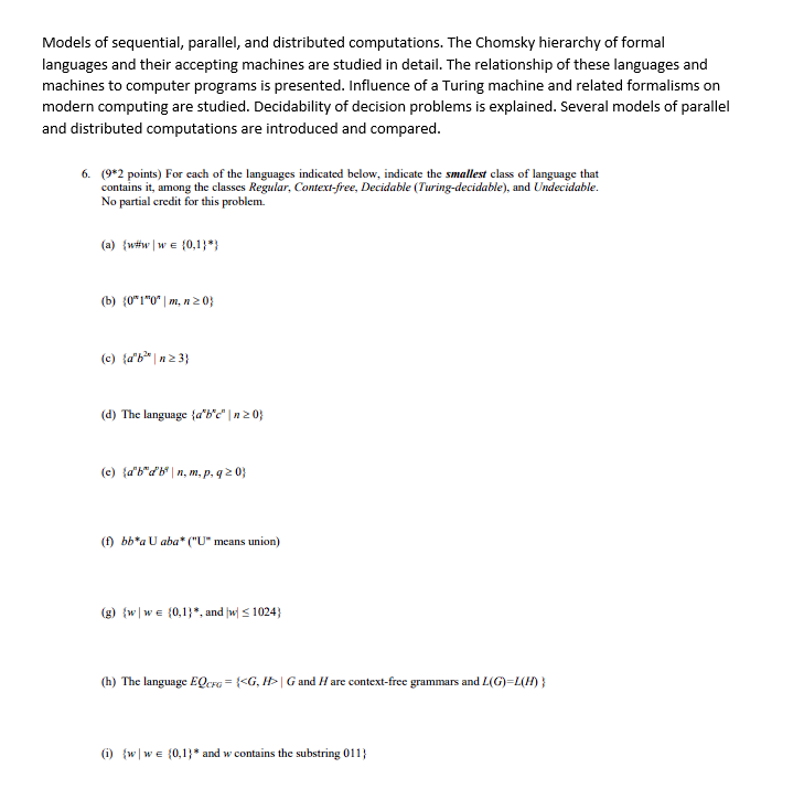 Solved Models of sequential, parallel, and distributed | Chegg.com