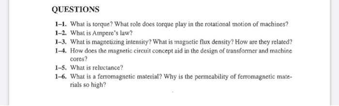 Solved QUESTIONS 1-1. What is torque? What role does torque | Chegg.com
