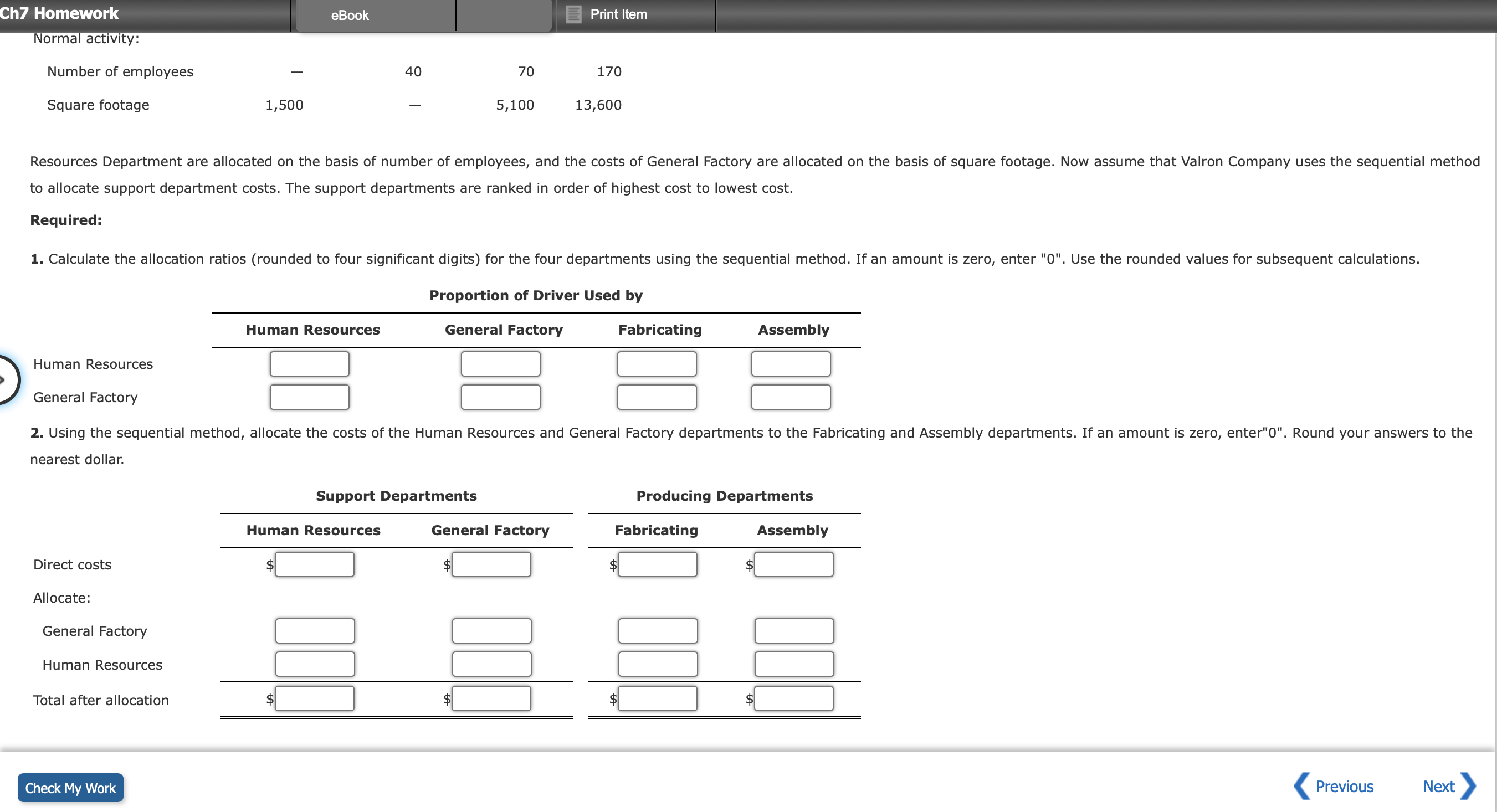 Solved Sequential (Step) Method of Support Department Cost | Chegg.com