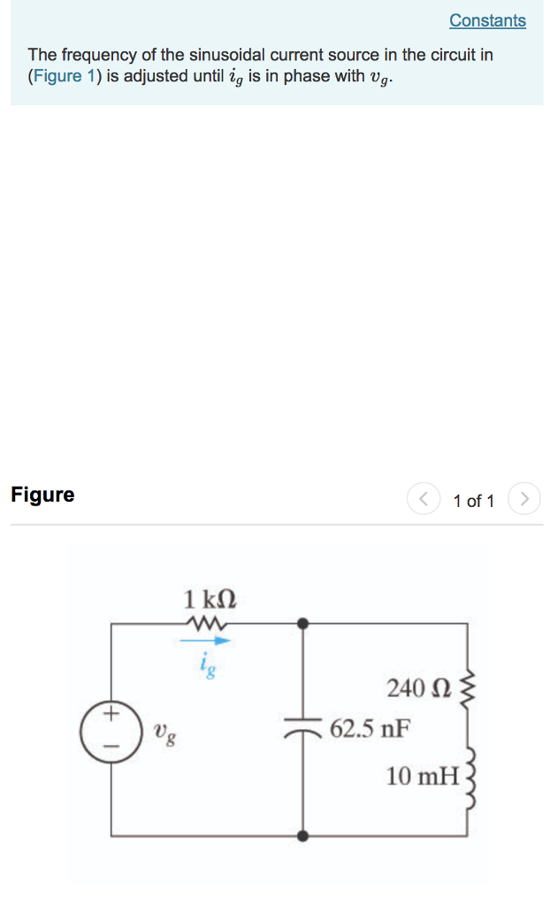Solved Constants The frequency of the sinusoidal current | Chegg.com
