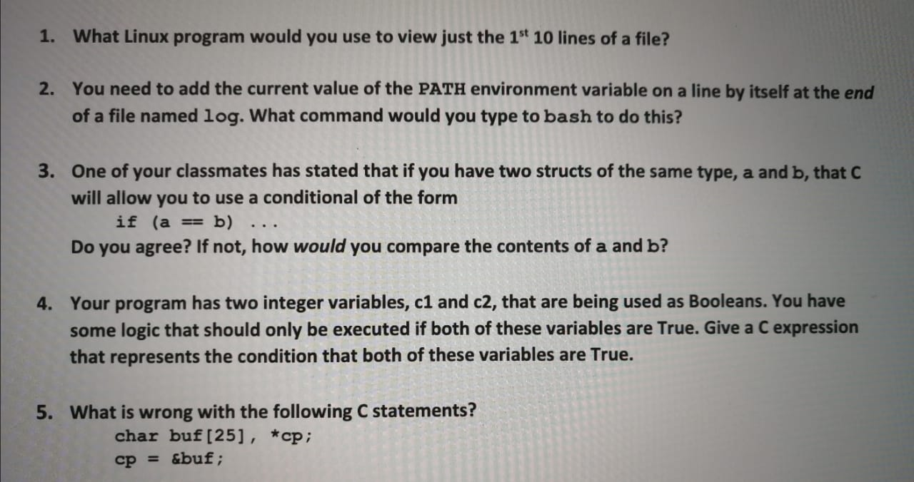 Solved 1. What Linux program would you use to view just the | Chegg.com