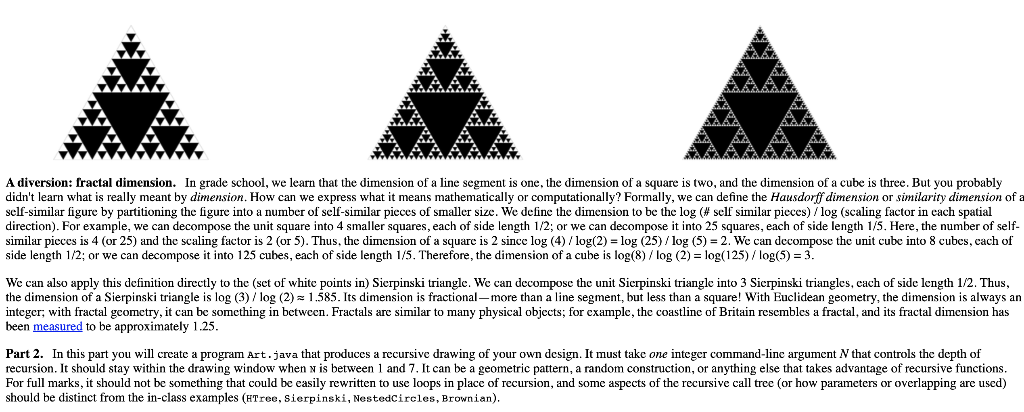 Write a program that plots a Sierpinski triangle, as | Chegg.com