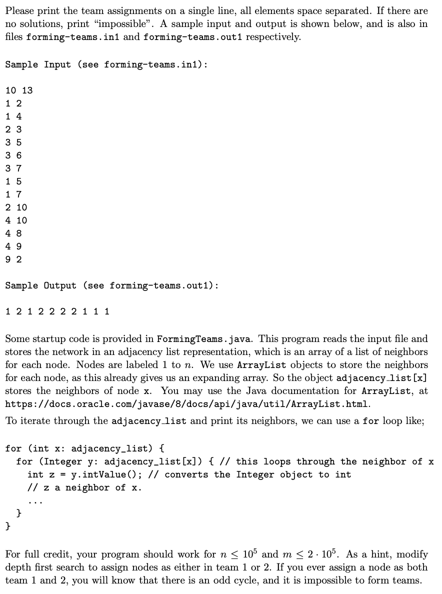 Solved Need help finishing Java code that makes 2 groups of | Chegg.com
