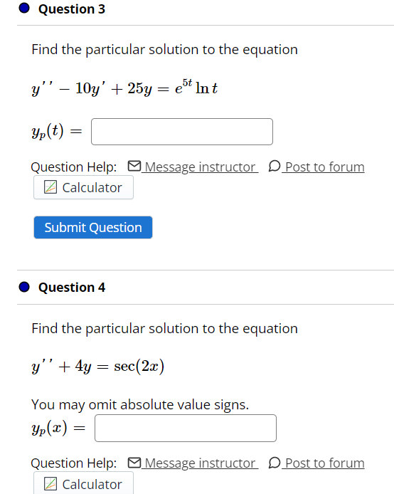 Solved Find the particular solution to the equation | Chegg.com