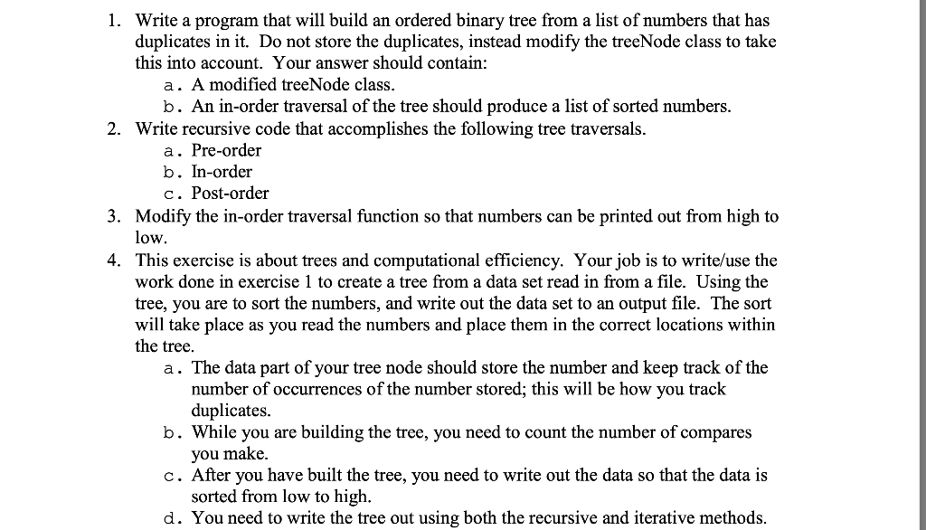 Solved 1 Write A Program That Will Build An Ordered Binary