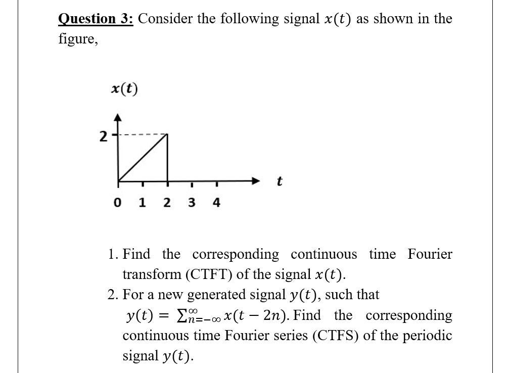 Solved Question 3: Consider the following signal x(t) as | Chegg.com Solved Question 3: Consider the following signal x(t) as | Chegg.com
