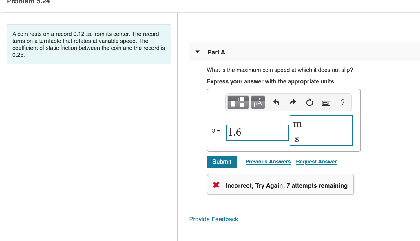 Solved Problem 5.24 A coin rests on a record 0.12 m from its | Chegg.com