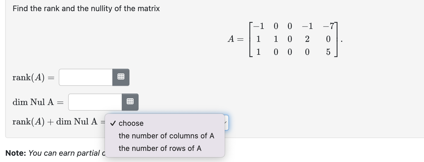 Solved Find the rank and the nullity of the matrixSuppose | Chegg.com