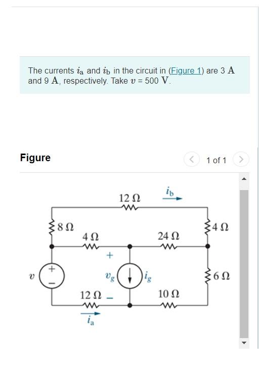 Solved The currents ia and ib in the circuit in (Figure 1) | Chegg.com