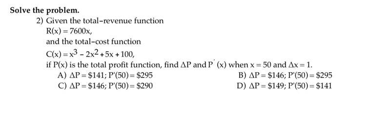 Solved the problem. 2) Given the total-revenue function | Chegg.com