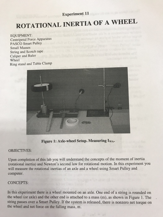 Solved Experiment 11 ROTATIONAL INERTIA OF A WHEEL | Chegg.com