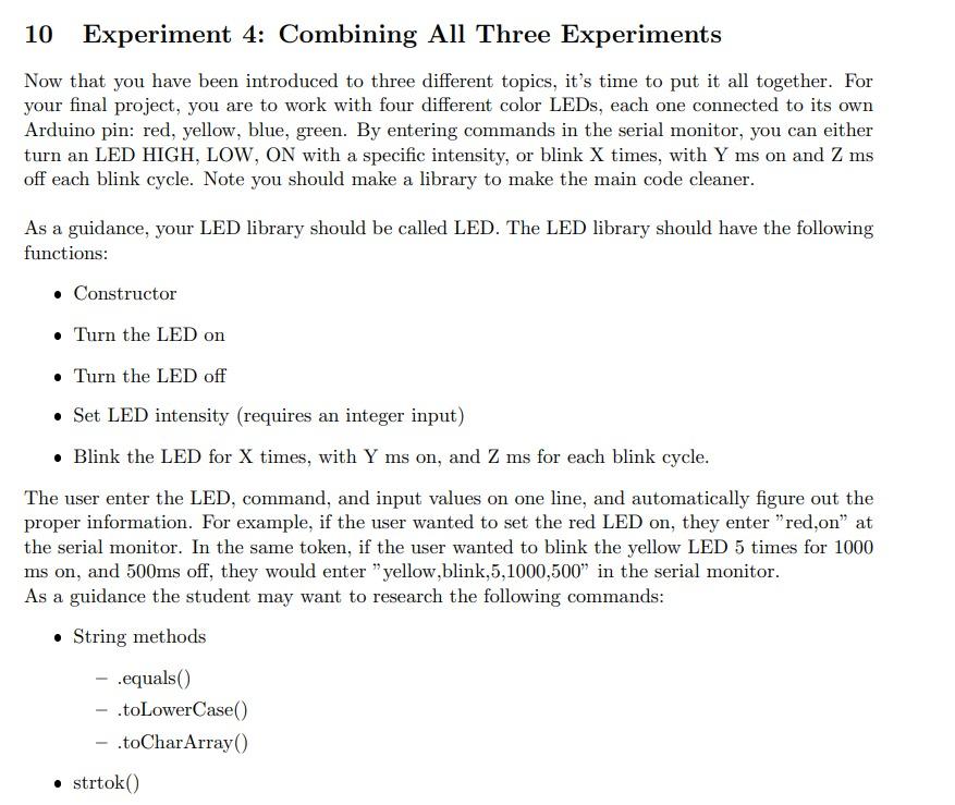 Solved 10 Experiment 4: Combining All Three Experiments Now | Chegg.com