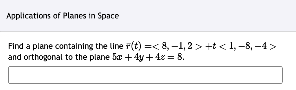 Solved Applications of Planes in Space Find a plane | Chegg.com